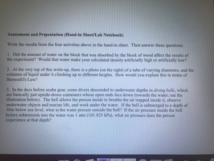 Assessment and Presentation (Hand-in Sheet/Lab | Chegg.com
