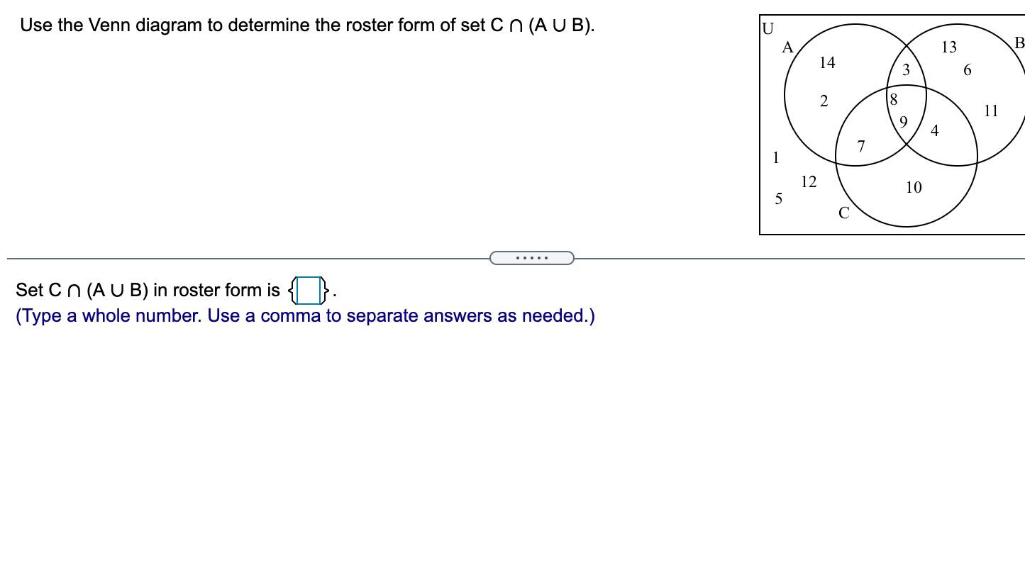 Solved Use the Venn diagram to determine the roster form of | Chegg.com