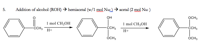 Solved 5 Addition of alcohol (ROH) hemiacetal (w/1 mol Nu- | Chegg.com