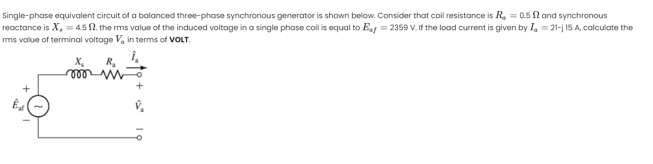 Solved Single-phase equivalent circuit of a balanced | Chegg.com