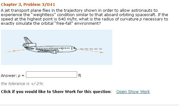 Solved Chapter 3, Problem 3/041 A jet transport plane flies | Chegg.com
