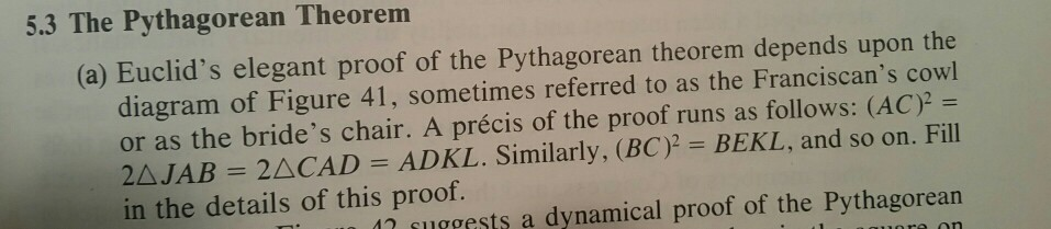 Solved 5.3 The Pythagorean Theorem (a) Euclid's elegant | Chegg.com