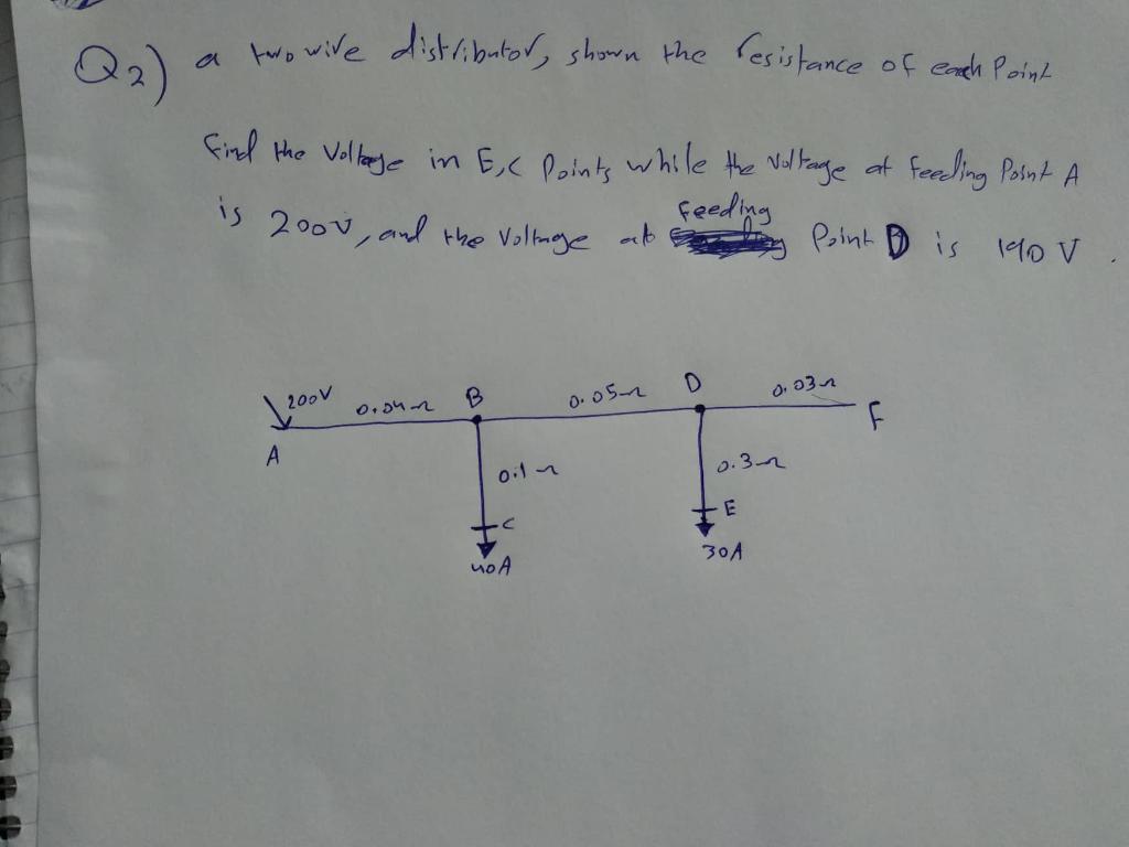 Solved a two wire distributor, shown the resistance of ench | Chegg.com