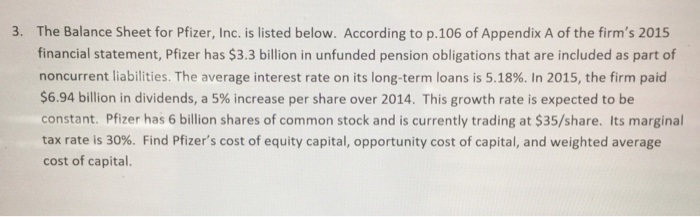 Solved 3. The Balance Sheet for Pfizer, Inc. is listed | Chegg.com