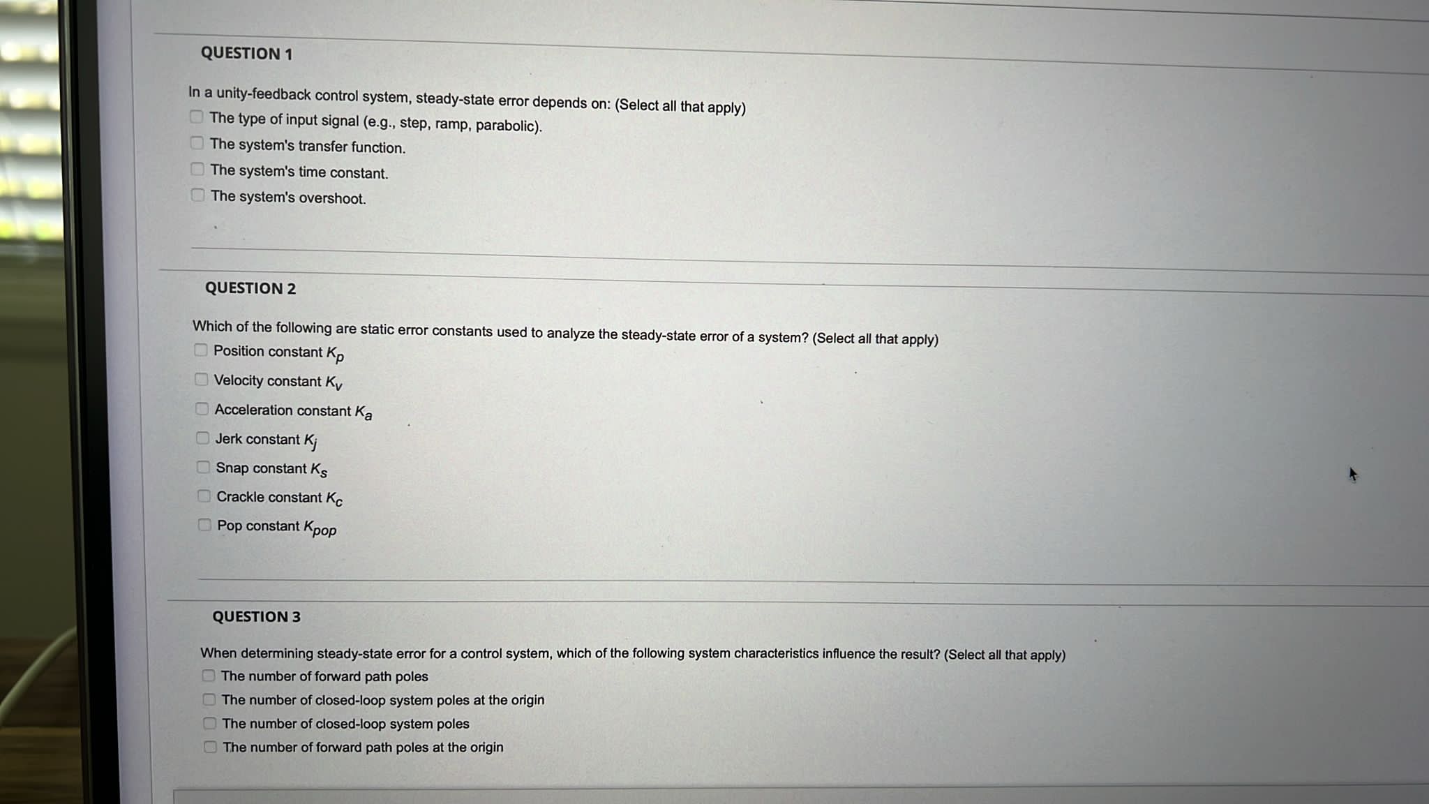 Solved In a unity-feedback control system, steady-state | Chegg.com
