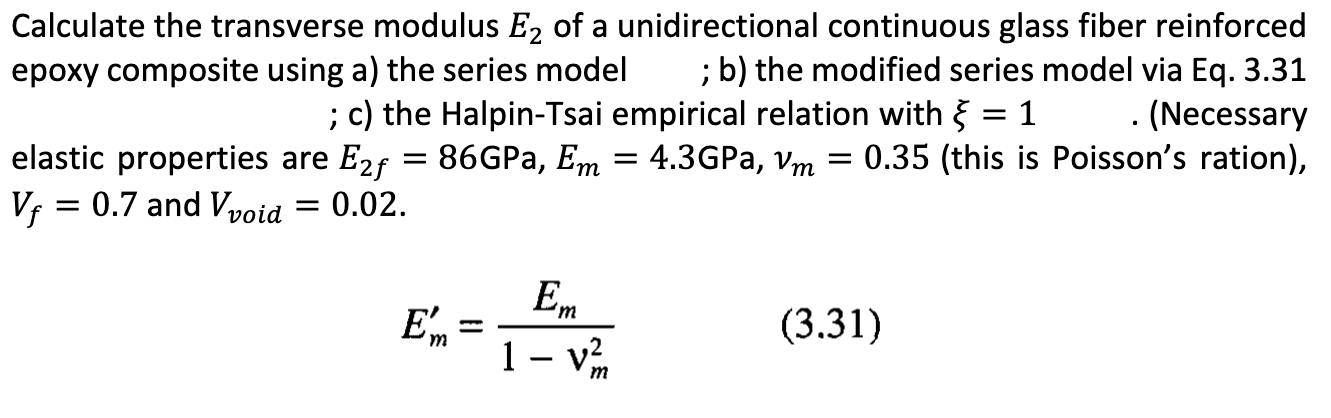 Calculate the transverse modulus E2 of a | Chegg.com