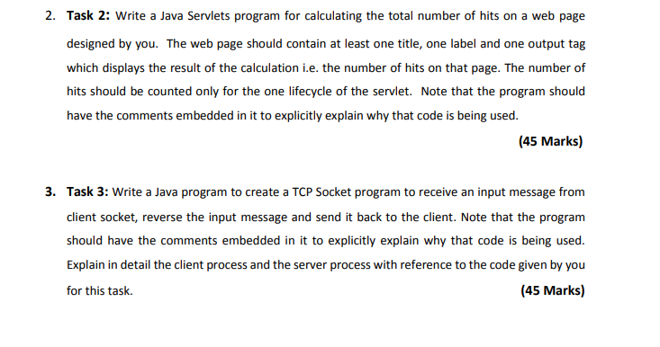 2. Task 2: Write a Java Servlets program for | Chegg.com