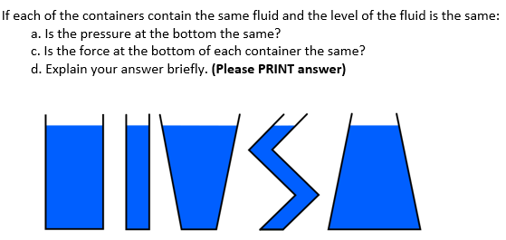 Solved If each of the containers contain the same fluid and | Chegg.com