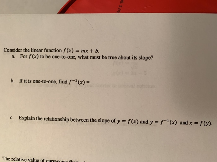 Solved Consider the linear function f(x) = mx + b. | Chegg.com