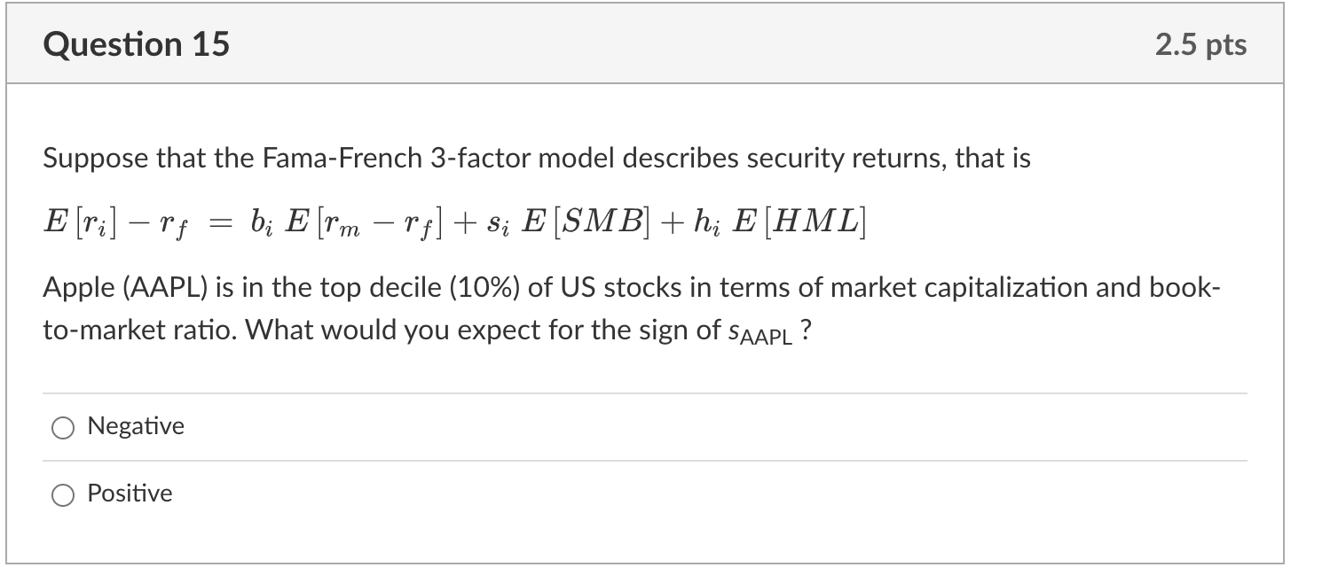 Solved Suppose that the Fama-French 3-factor model describes | Chegg.com