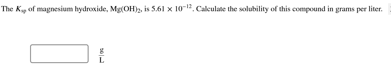 Solved The Ksp of magnesium hydroxide, Mg(OH)2, is | Chegg.com