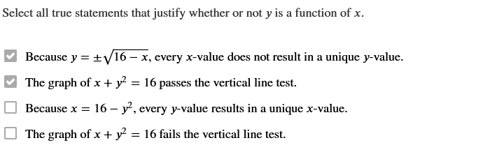 Solved Select all true statements that justify whether or | Chegg.com