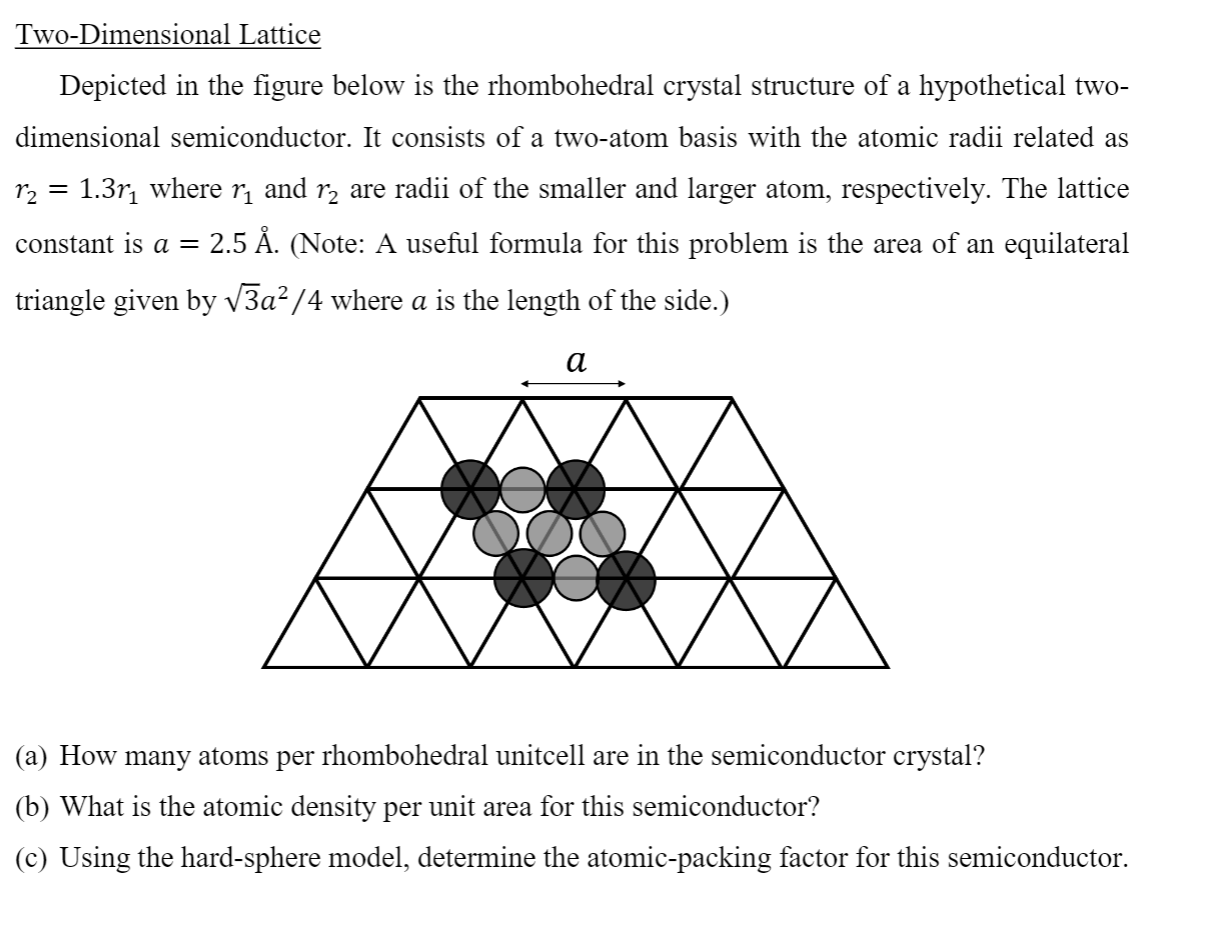 Solved Two-Dimensional Lattice Depicted in the figure below | Chegg.com