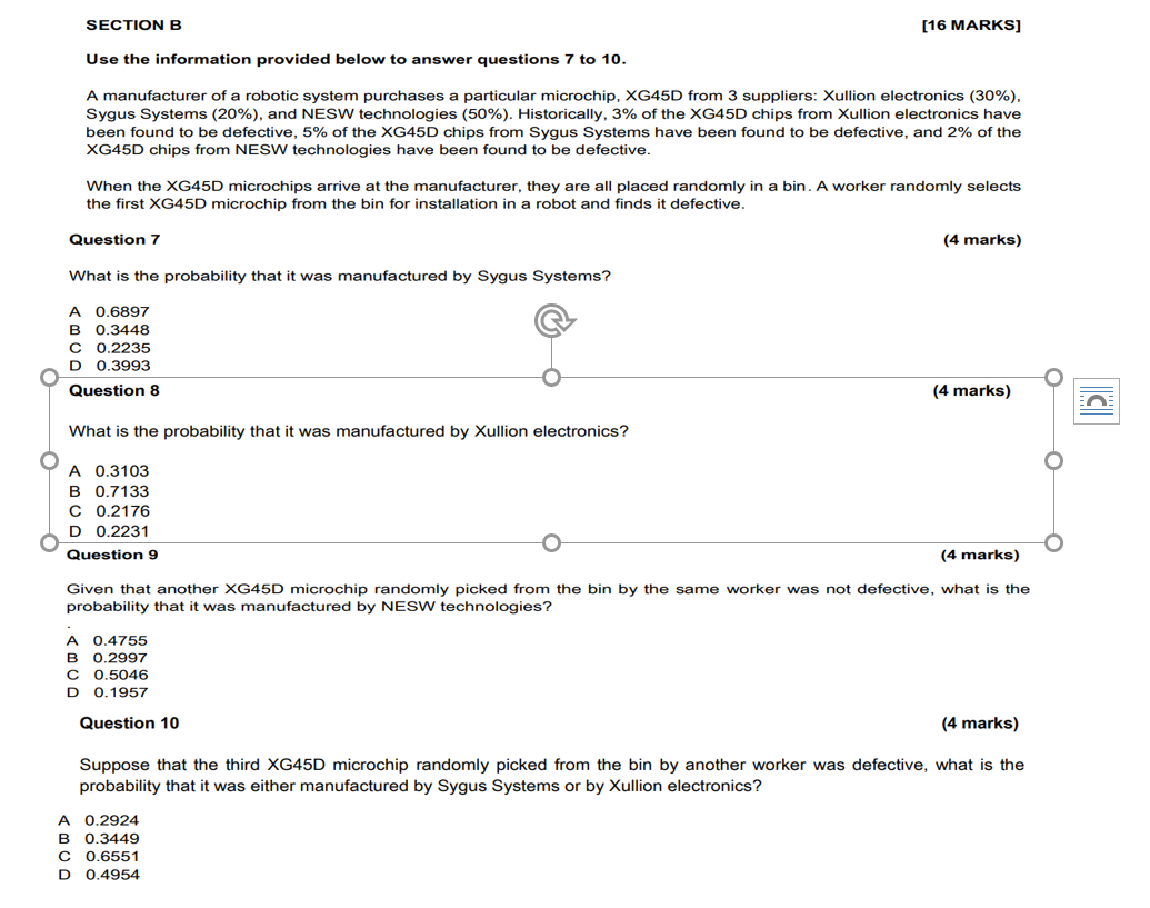 Solved SECTION B [16 MARKS] Use the information provided | Chegg.com