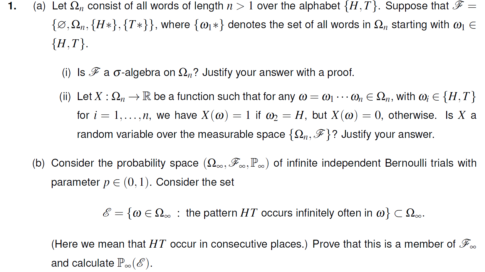 Solved (a) Let Ωn consist of all words of length n>1 over | Chegg.com
