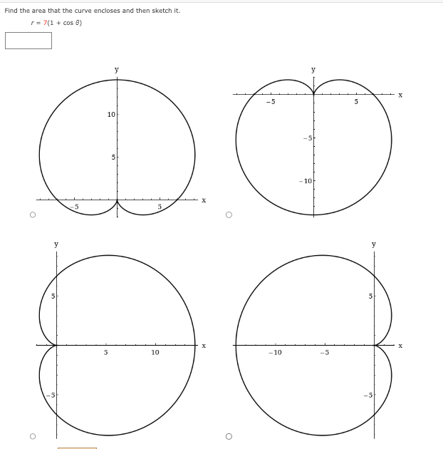 Solved Find the area that the curve encloses and then sketch | Chegg.com