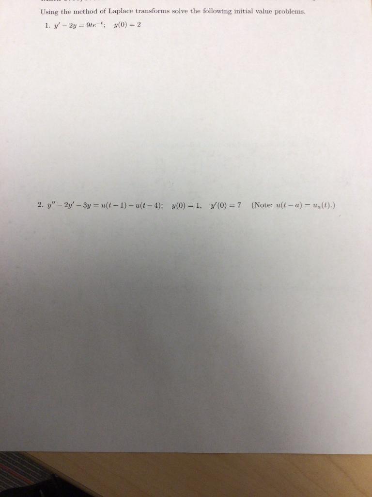 Solved Using the method of Laplace transforms solve the | Chegg.com