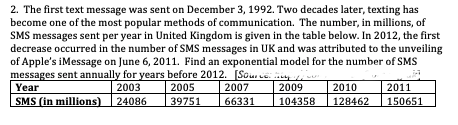 Solved 2. The first text message was sent on December 3, | Chegg.com