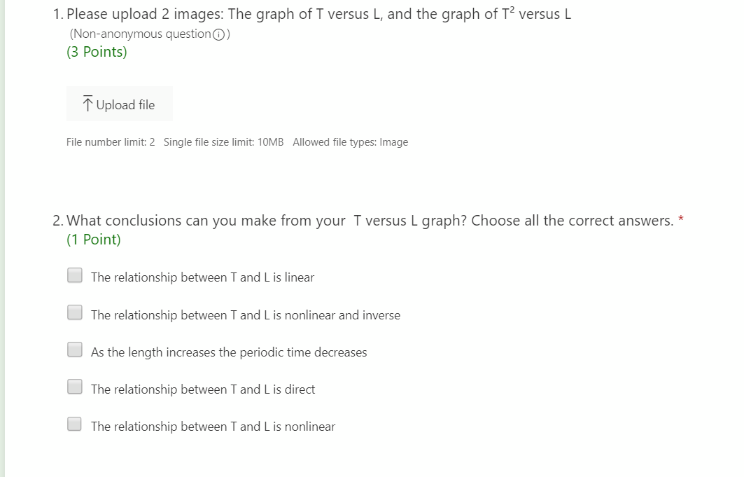 Solved 1. Please upload 2 images: The graph of T versus L, | Chegg.com