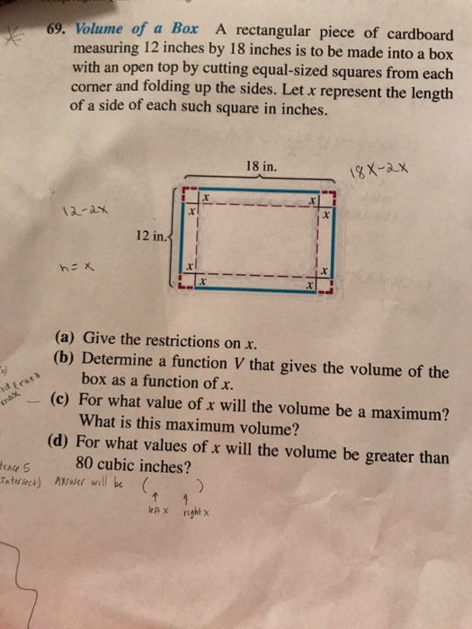 Solved 6% volume of a Box A rectangular piece of cardboard | Chegg.com