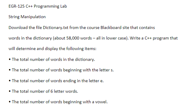 Solved EGR-125 C++ Programming Lab String Manipulation | Chegg.com