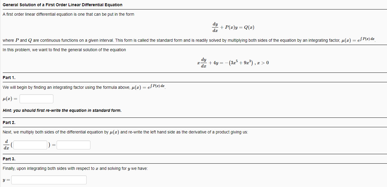 Solved General Solution of a First Order Linear Differential | Chegg.com