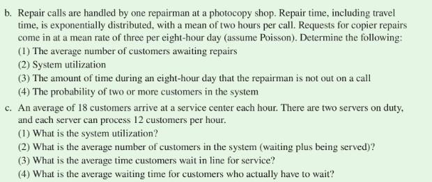 Solved 1. a. 2 = 3 customers/hour H = 5 customers/hour M = 1 | Chegg.com