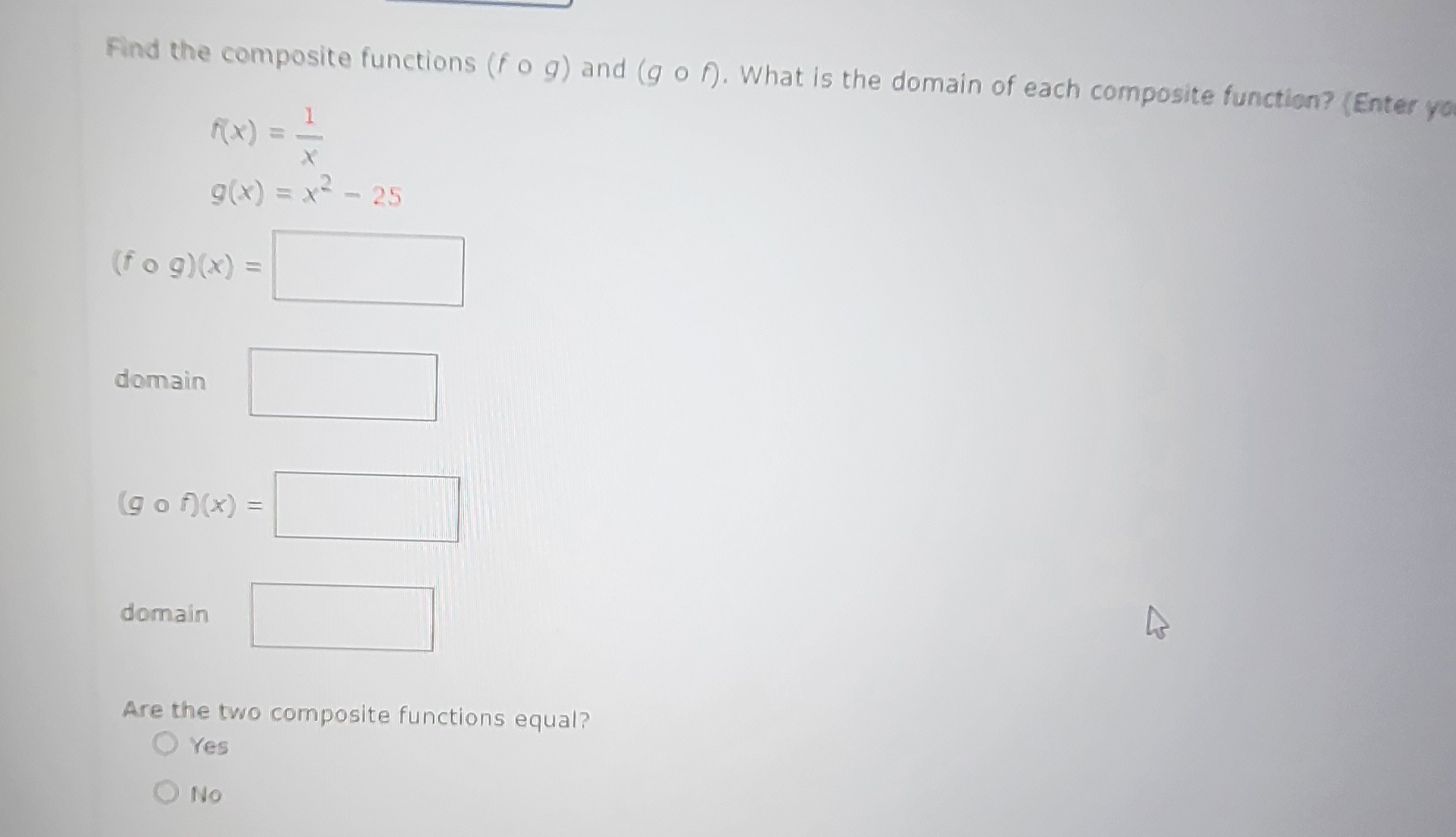 Solved Given f(x)=x and g(x)=x2−25, evaluate each expression | Chegg.com