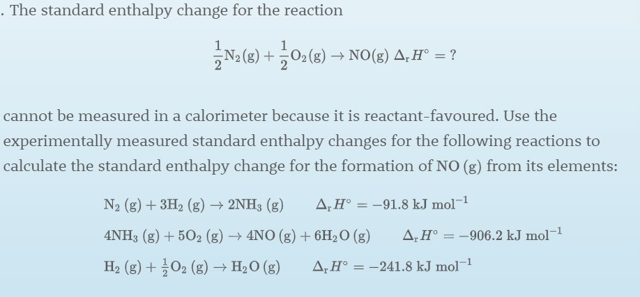 Solved . The standard enthalpy change for the reaction N2 | Chegg.com