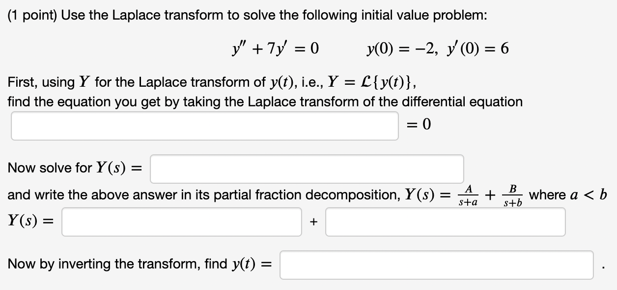 Solved Use the Laplace transform to solve the following | Chegg.com