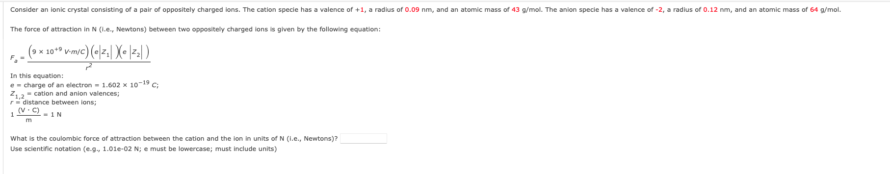Solved The force of attraction in N (i.e., Newtons) between | Chegg.com