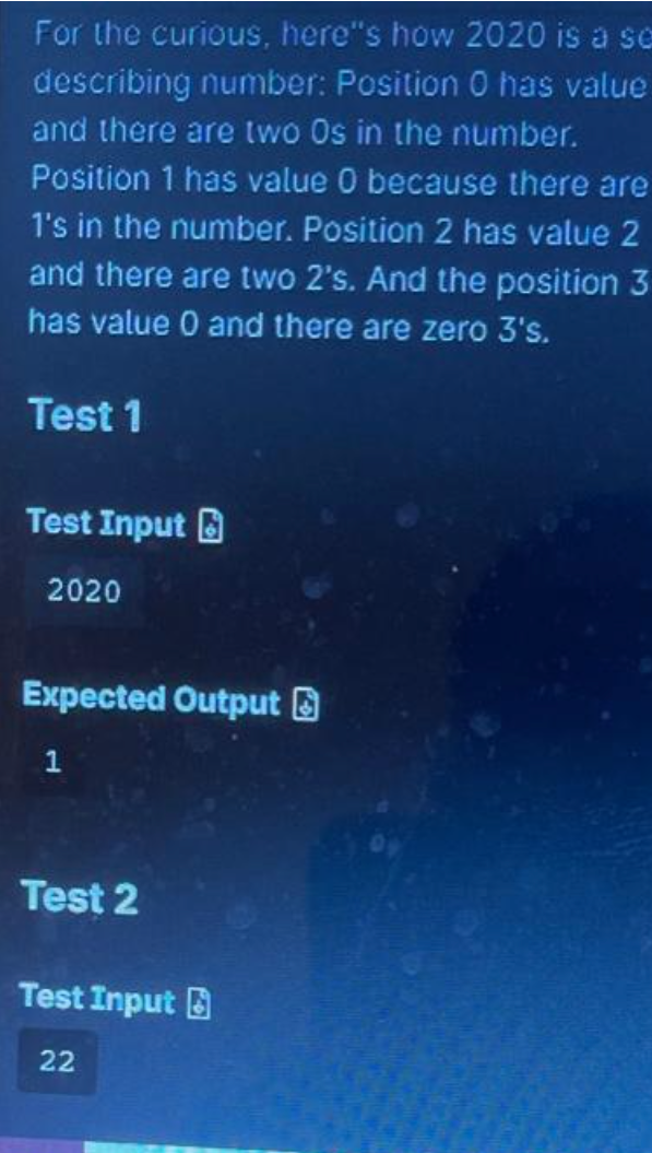 Solved Self Describing Numbers Programming challenge | Chegg.com