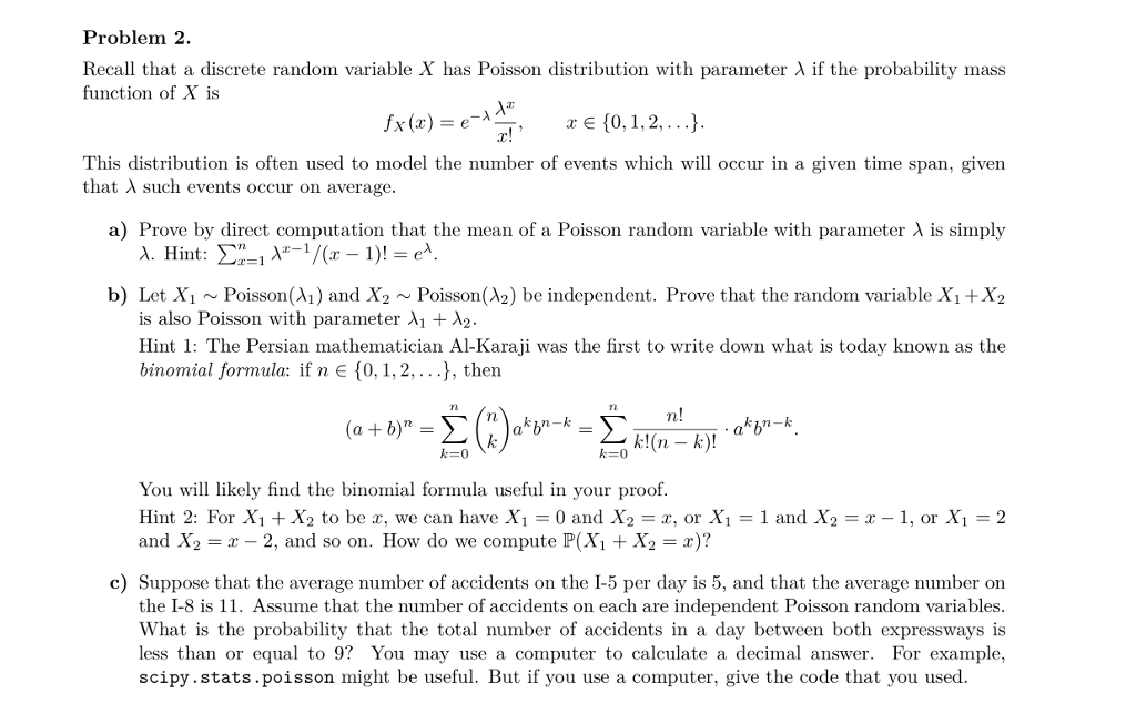 Solved Problem 2. Recall that a discrete random variable X | Chegg.com