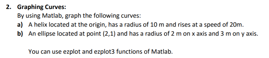 Solved Graphing Curves: By using Matlab, graph the following | Chegg.com