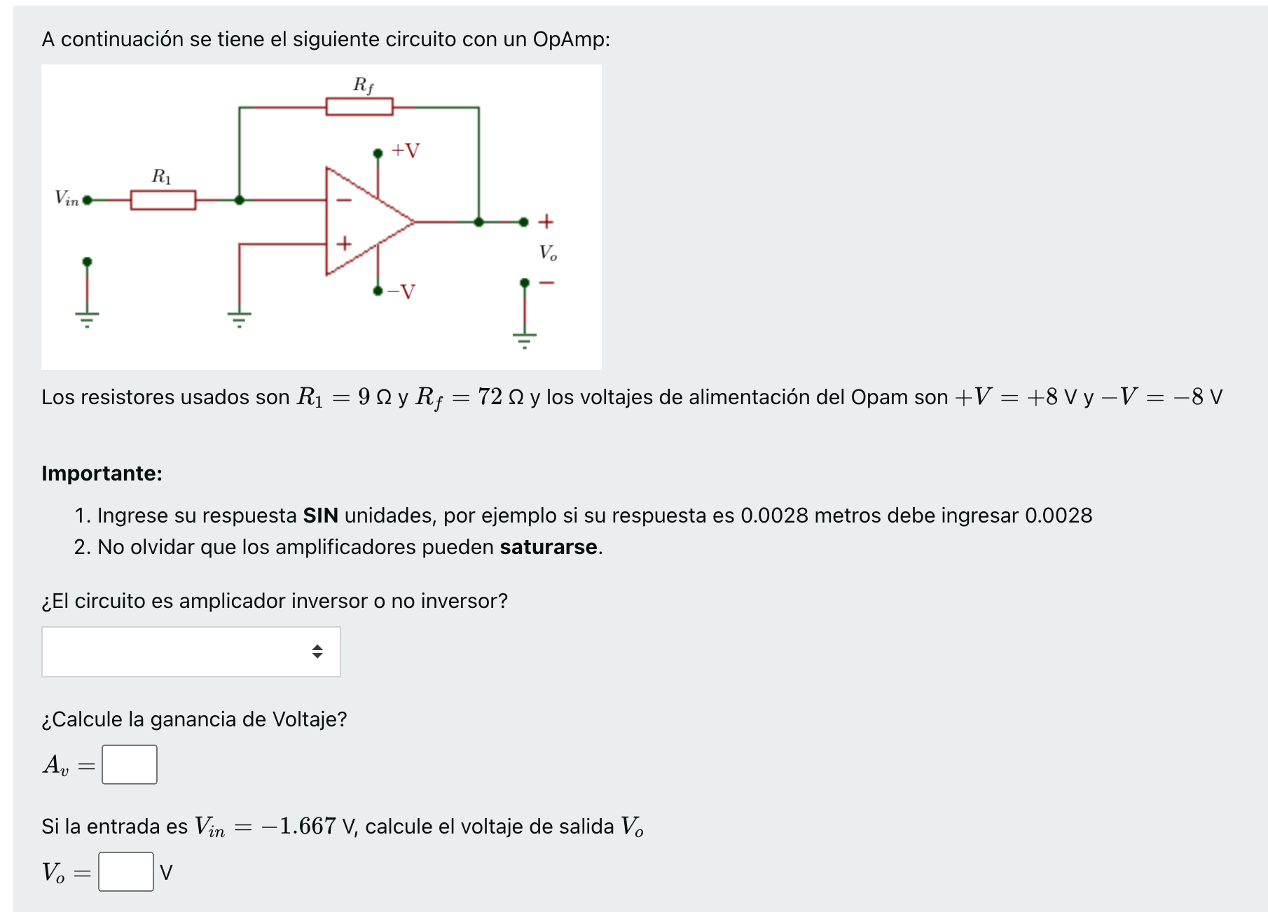 Solved A continuación se tiene el siguiente circuito con un | Chegg.com