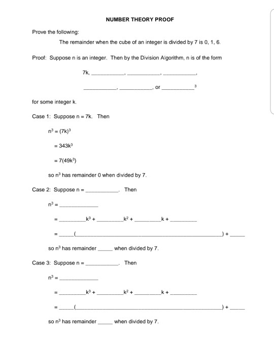 Solved NUMBER THEORY PROOF Prove the following: The | Chegg.com