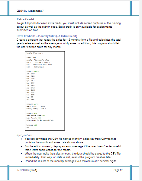 Solved Extra Credit To get full points for each extra | Chegg.com