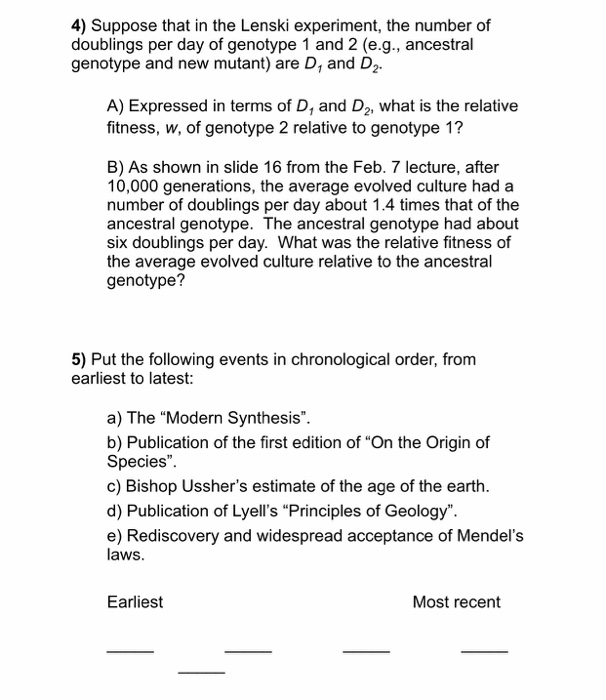 1) Here is a simple molecular clock example. Suppose | Chegg.com