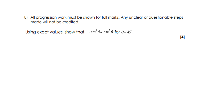 Solved 8) All progression work must be shown for full marks. | Chegg.com