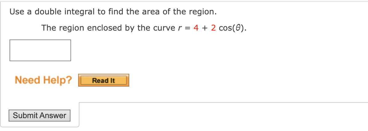 Solved Use a double integral to find the area of the | Chegg.com