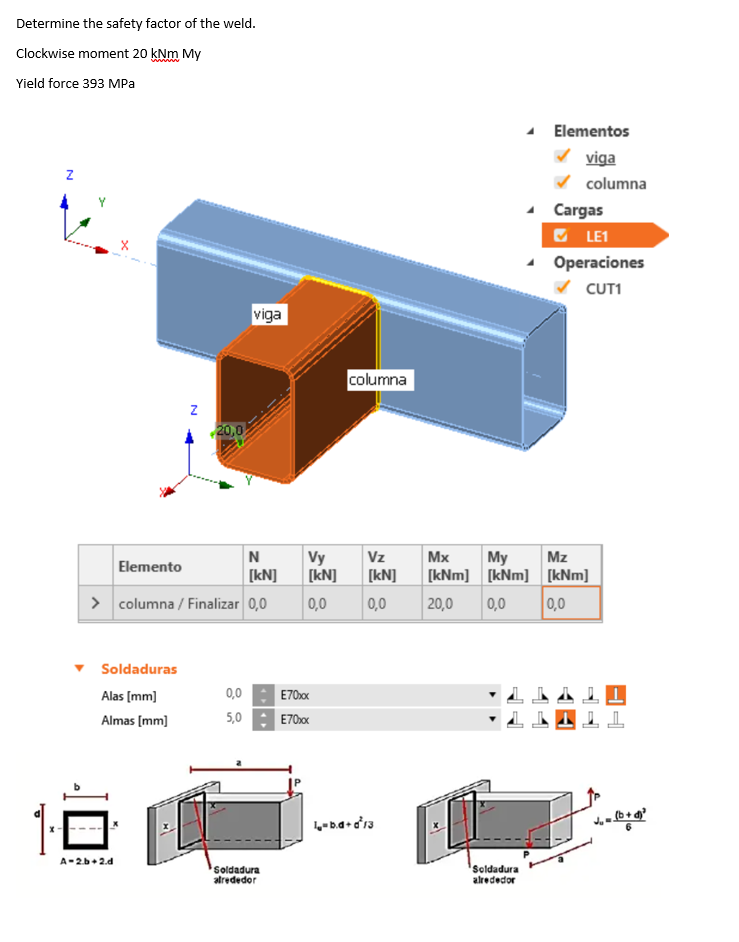 Determine the safety factor of ﻿the weld.Clockwise | Chegg.com