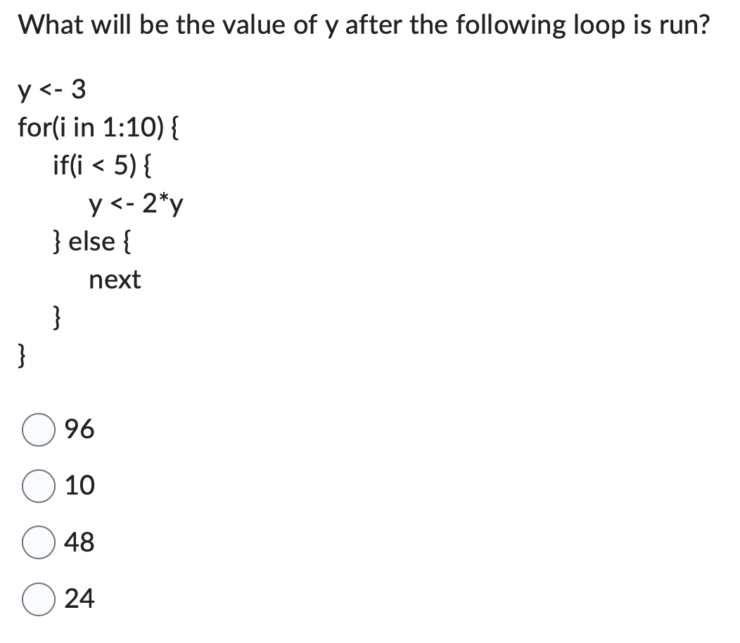 Solved What will be the value of y after the following loop | Chegg.com