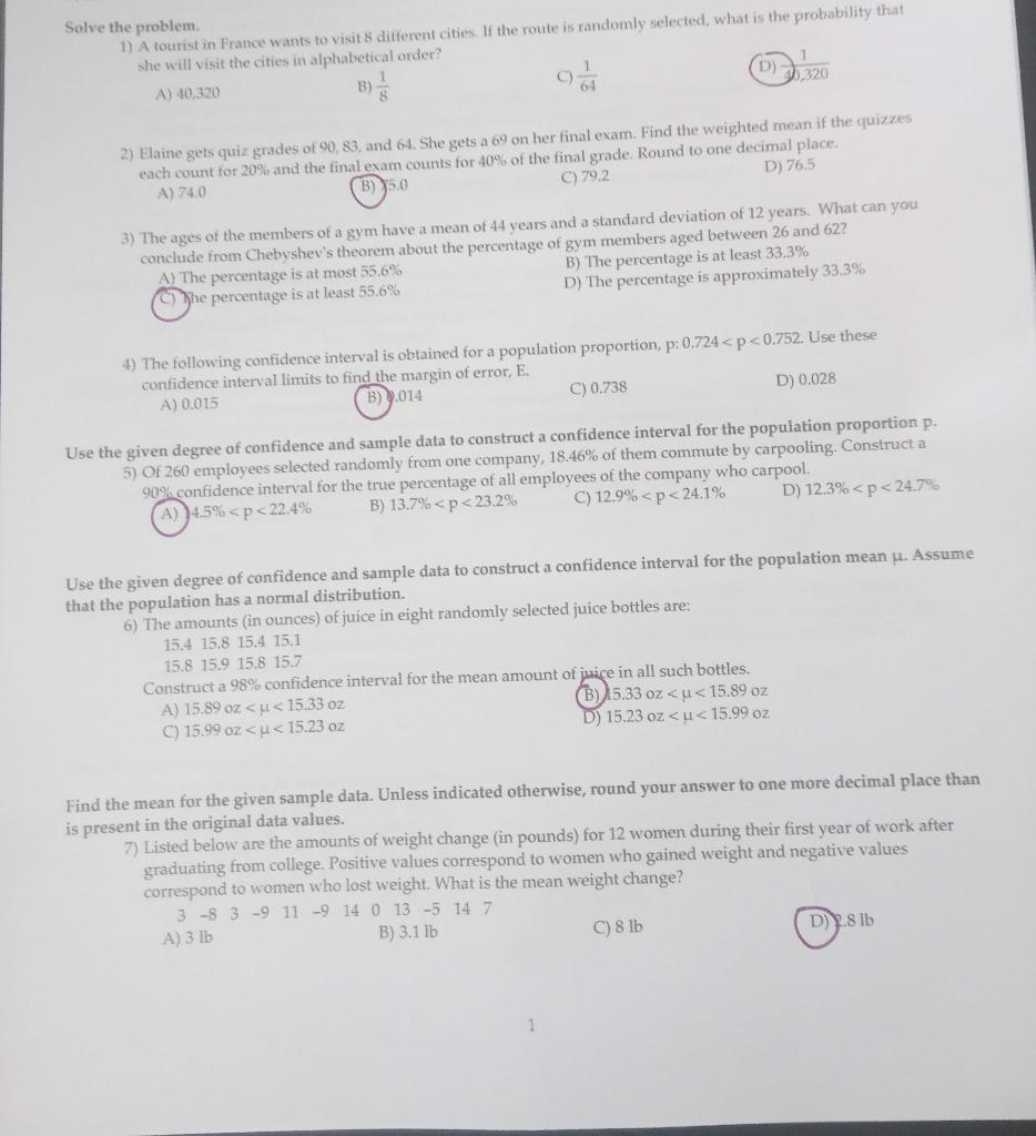 Solved Can someone double check my answers and if there are | Chegg.com