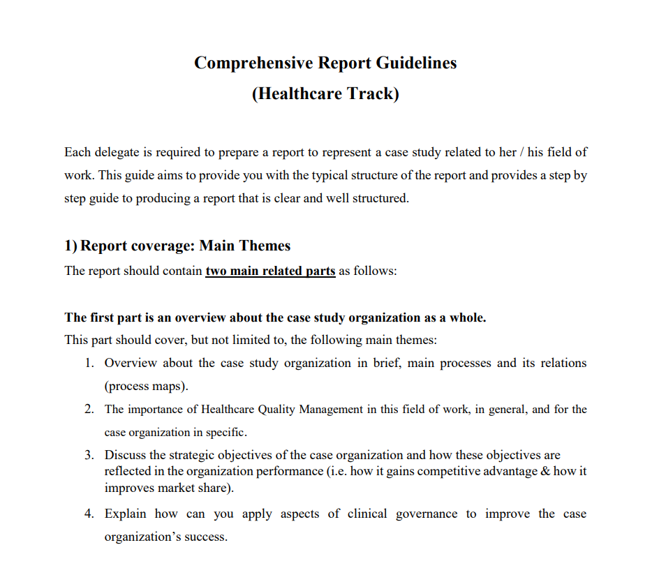 Solved Comprehensive Report Guidelines (Healthcare Track) | Chegg.com