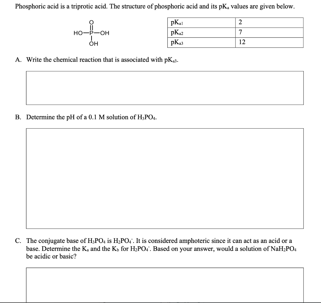 Solved Phosphoric acid is a triprotic acid. The structure of | Chegg.com
