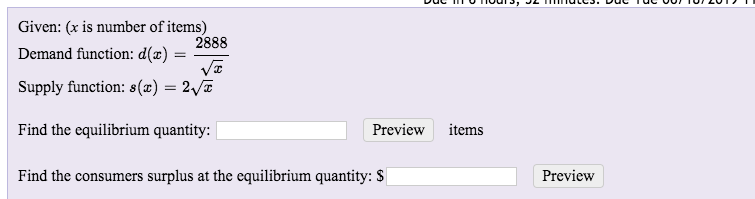 Solved Given: (x is number of items) Demand function: | Chegg.com