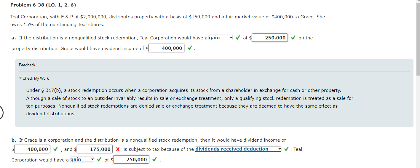 Solved Problem 6-38 (LO. 1, 2,6) Teal Corporation, with E \& | Chegg.com