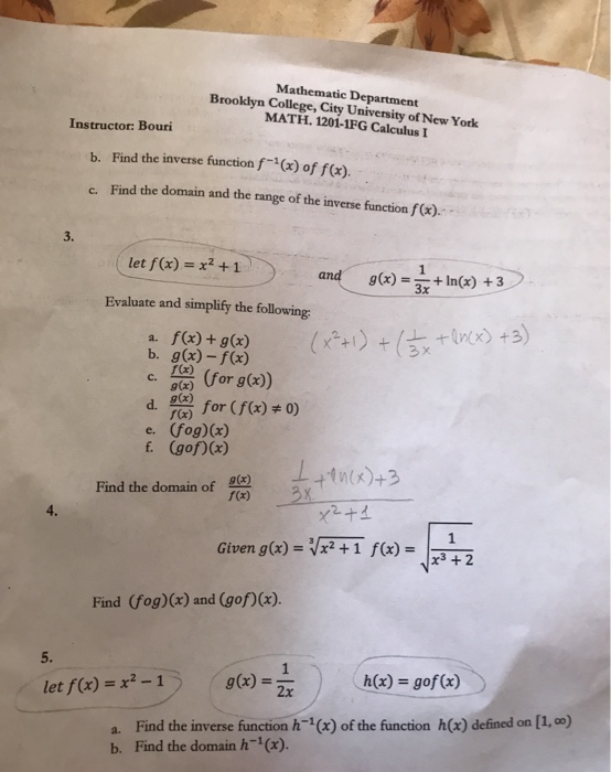 Solved Mathematic Department Brooklyn College, City | Chegg.com