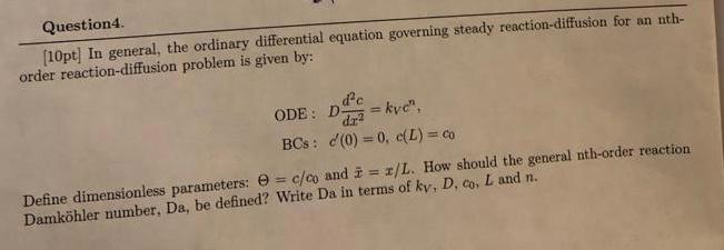 Solved [10pt] In general, the ordinary differential equation | Chegg.com