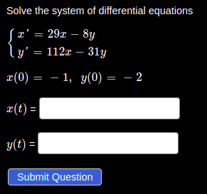 Solved Solve the system of differential equations | Chegg.com